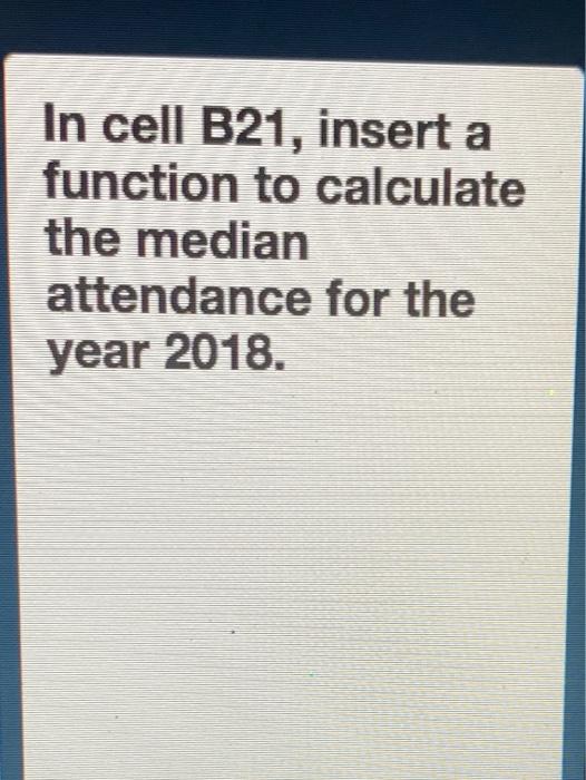 Solved In cell B21, insert a function to calculate the | Chegg.com