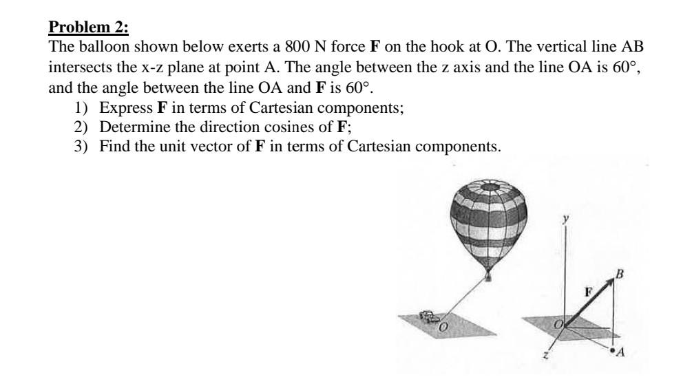 Solved Problem 2: The balloon shown below exerts a 800 N | Chegg.com