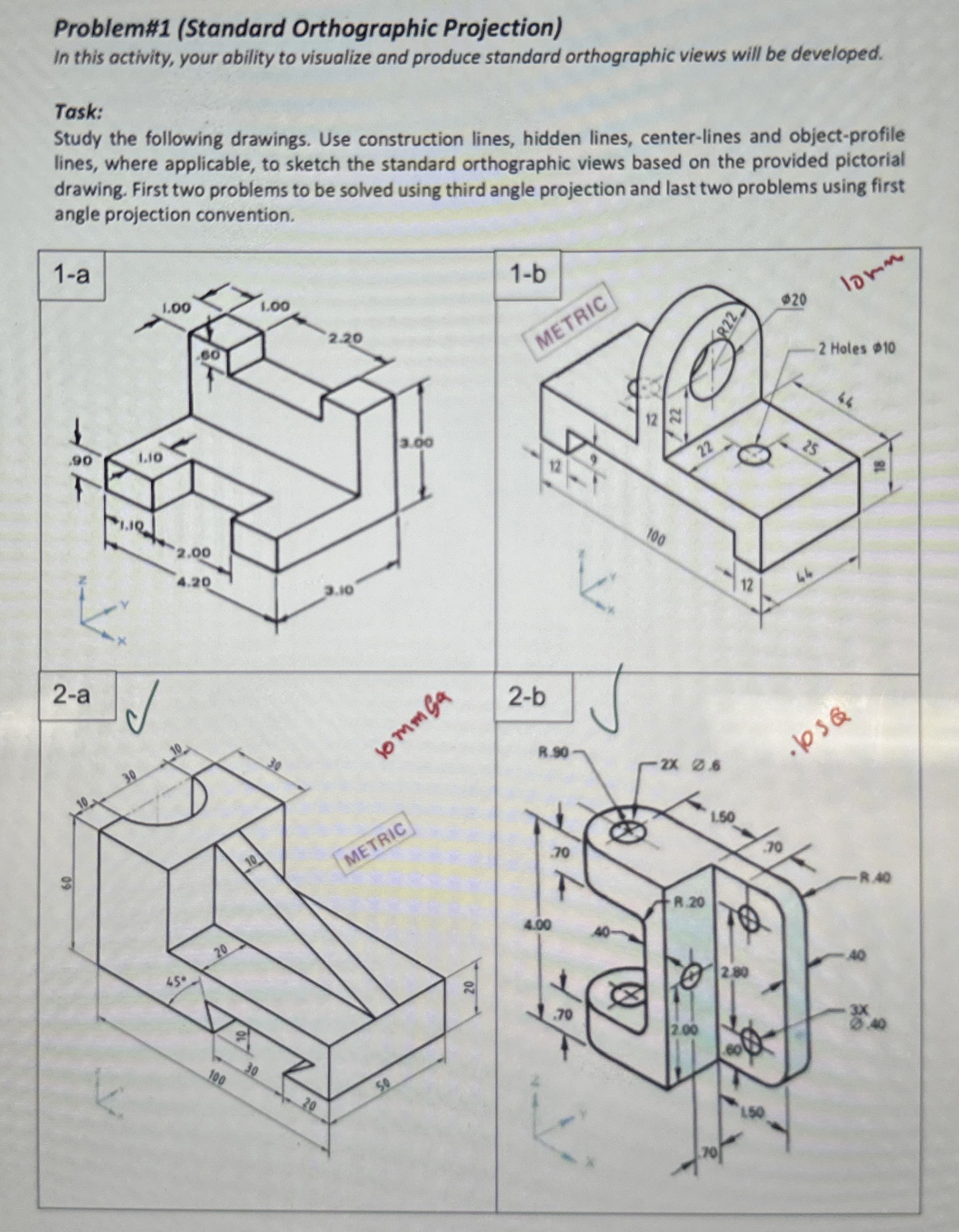Solved Problem#1 (Standard Orthographic Projection)In this | Chegg.com