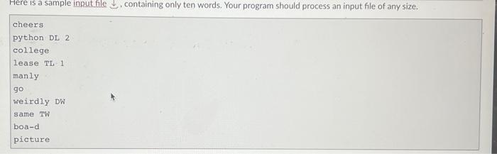 Here is a sample input file ↓, containing only ten | Chegg.com