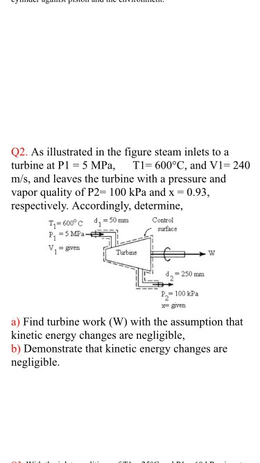 Solved Q2. As illustrated in the figure steam inlets to a | Chegg.com