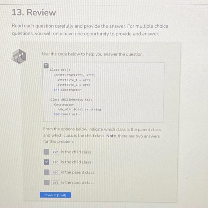 Solved 13. Review Read each question carefully and provide | Chegg.com