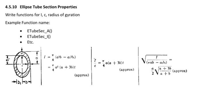 Solved 4.5.10 Ellipse Tube Section Properties Write | Chegg.com