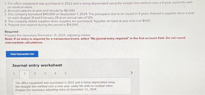 Solved Problem 2-8 (Algo) Adjusting entries [LO2-6] | Chegg.com