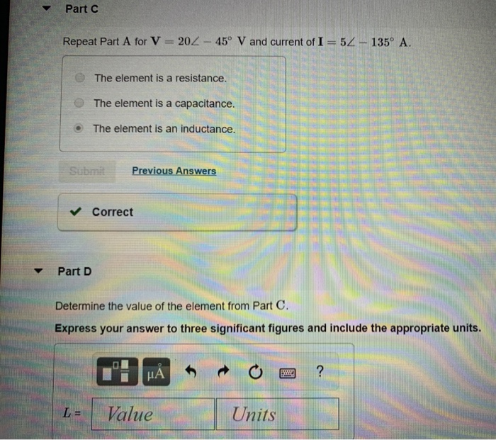 Solved A certain element has a phasor voltage of V - 200230 | Chegg.com
