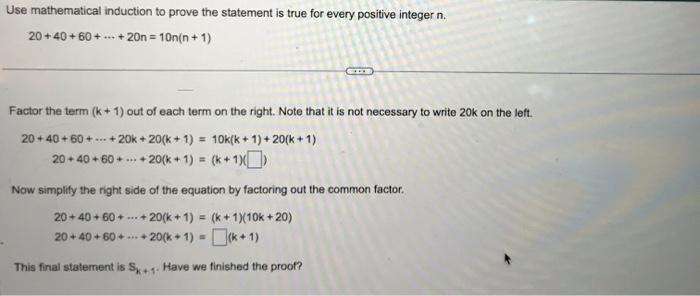 Solved Use mathematical induction to prove the statement is | Chegg.com