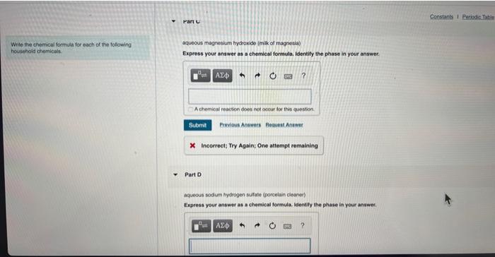 Solved Write the chemical formula for each of the fofowing | Chegg.com