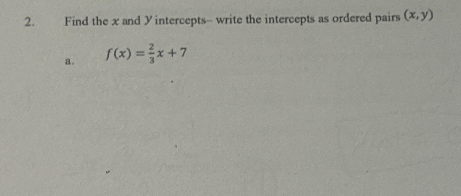 Solved Find the x ﻿and y ﻿intercepts - ﻿write the intercepts | Chegg.com
