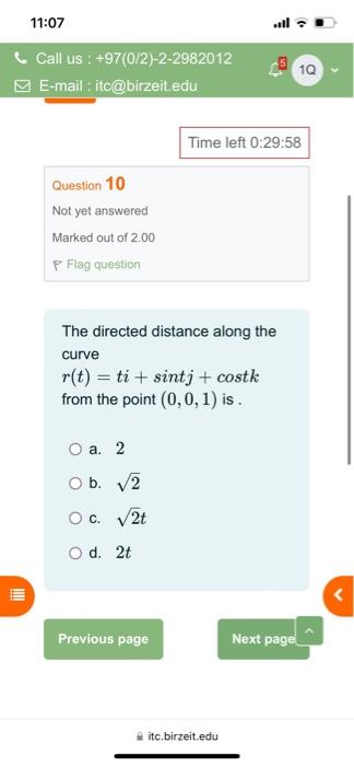 Solved The directed distance along the curve | Chegg.com
