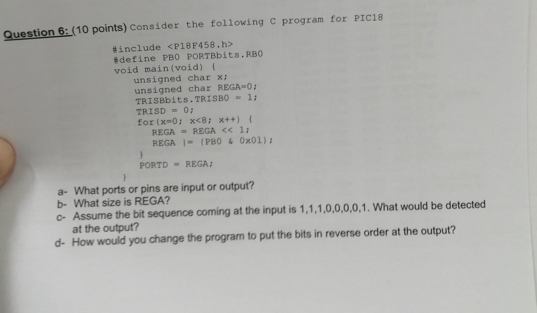 Solved Question 6: (10 points) Consider the following C | Chegg.com