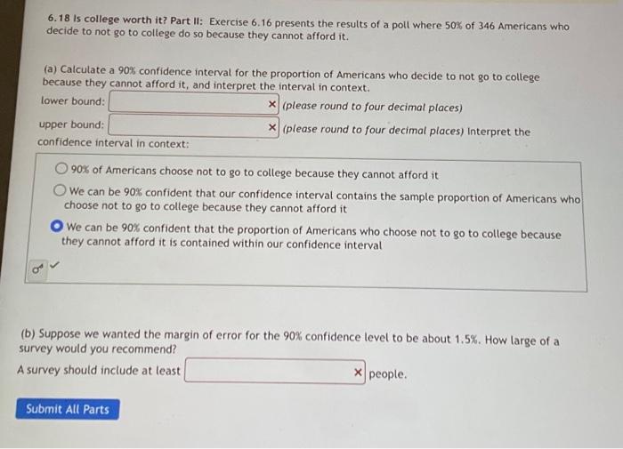 Solved 6.18 is college worth it? Part II: Exercise 6.16 | Chegg.com