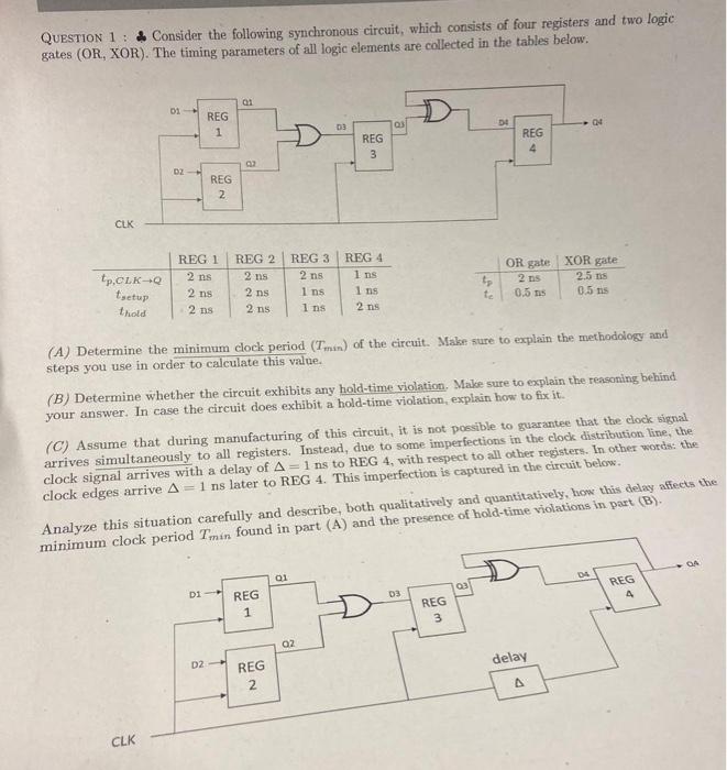 Solved QUESTION 1 : Consider the following synchronous | Chegg.com