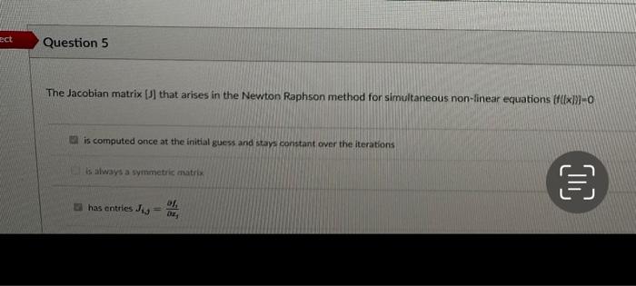 Solved The Jacobian matrix [J] that arises in the Newton | Chegg.com