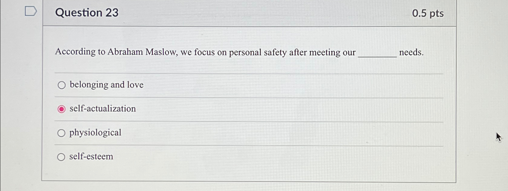 Solved Question 230.5ptsAccording to Abraham Maslow, we | Chegg.com