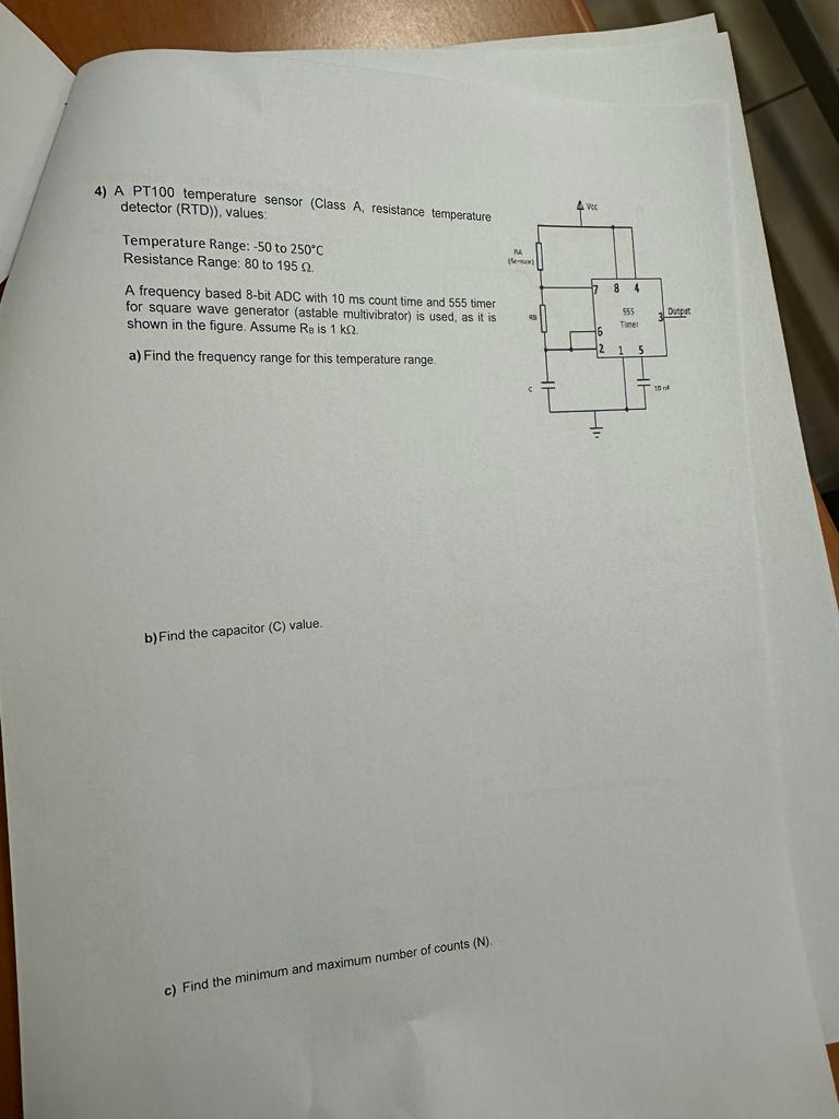 Solved A PT100 ﻿temperature sensor (Class A, ﻿resistance | Chegg.com