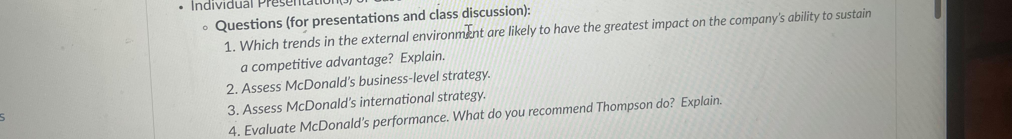 Solved Questions (for presentations and class | Chegg.com