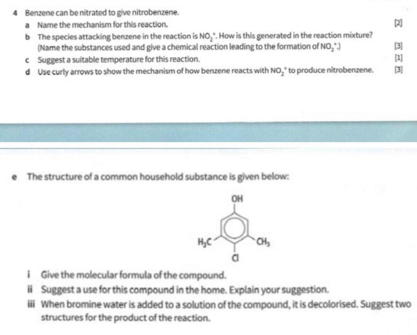 Solved 4 Benzene can be nitrated to give nitrobenzene. a | Chegg.com