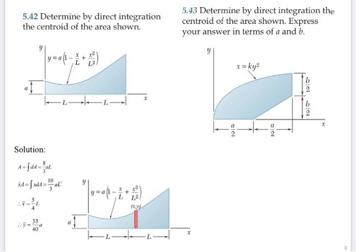 Solved 5.42 Determine by direct integration the centroid of | Chegg.com