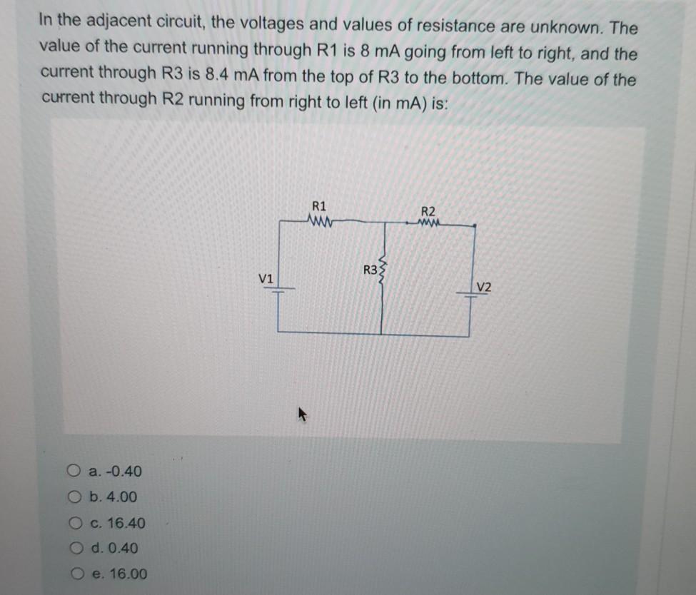 Solved In the adjacent circuit, the voltages and values of | Chegg.com
