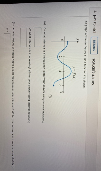 Solved 4.3 Homework - Derivatives, Shape of a Graph - Math | Chegg.com
