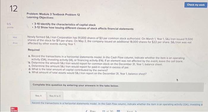 Solved Problem: Module 3 Textbook Problem 12 Learning | Chegg.com