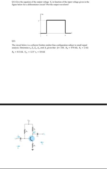 Solved Q1) Give the equation of the output voltage V0 in | Chegg.com