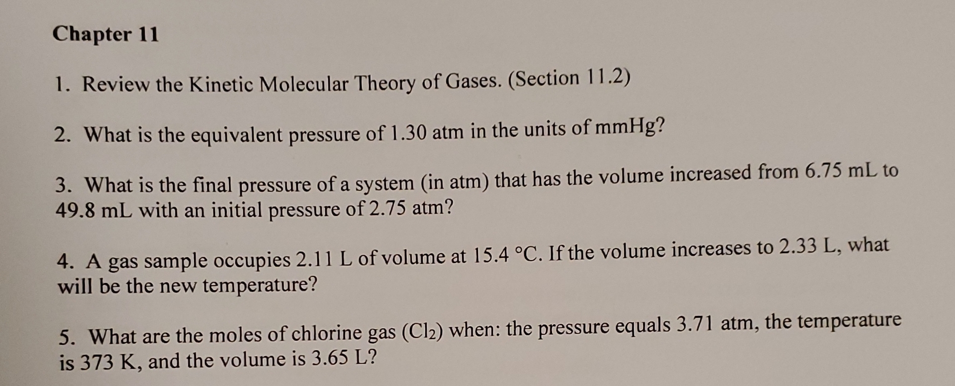 Solved Chapter 11Review the Kinetic Molecular Theory of | Chegg.com
