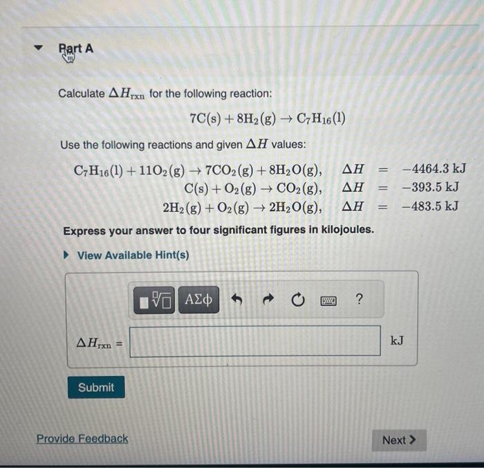 Solved Calculate ΔHrxn for the following reaction: | Chegg.com