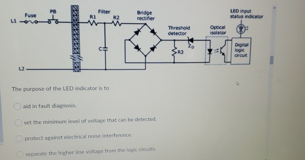 Solved PB Filter Fuse L1 - LED input status indicator R1 | Chegg.com