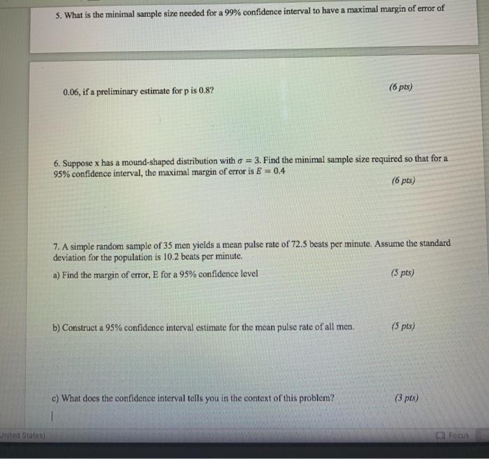 Solved United States) 5. What is the minimal sample size | Chegg.com