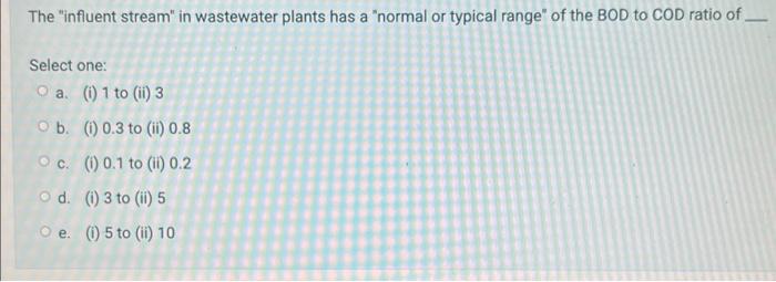 Solved The "influent stream" in wastewater plants has a | Chegg.com