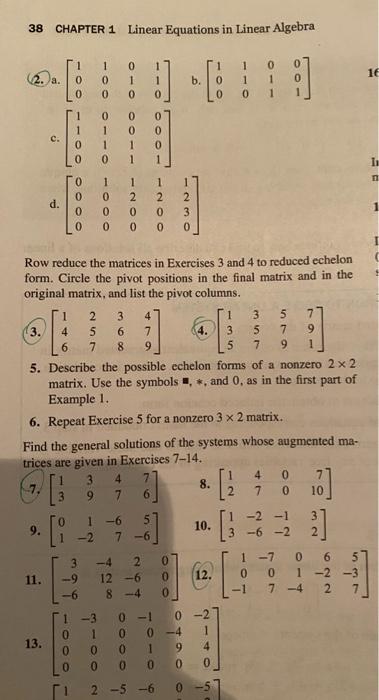 Solved 38 CHAPTER 1 Linear Equations in Linear Algebra (2.) | Chegg.com