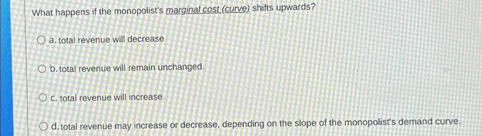 Solved What happens if the monopolist's marginal cost | Chegg.com