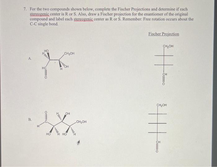 Solved For the two compounds shown below, complete the | Chegg.com