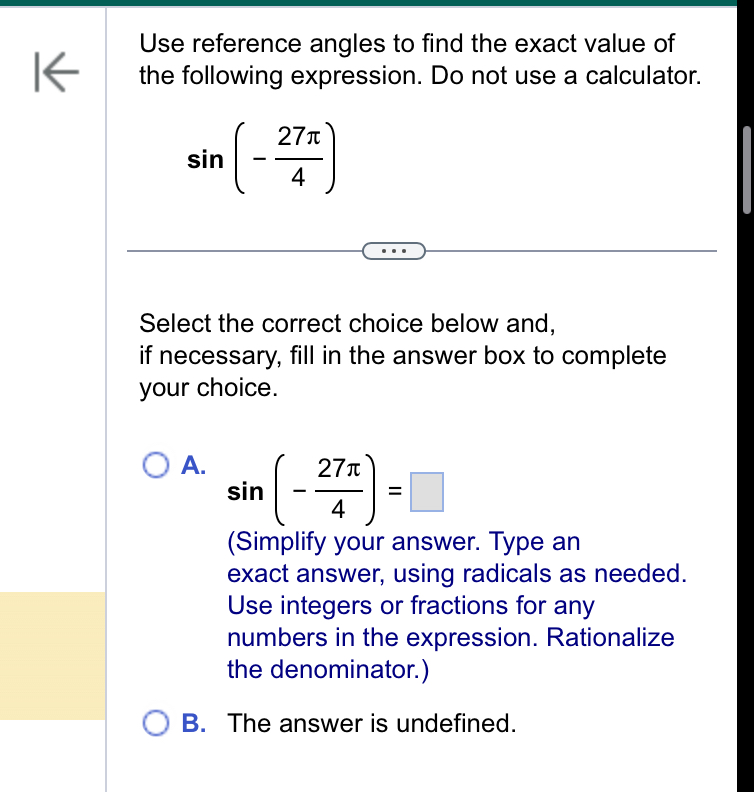 Use reference angles to find the exact value of the | Chegg.com