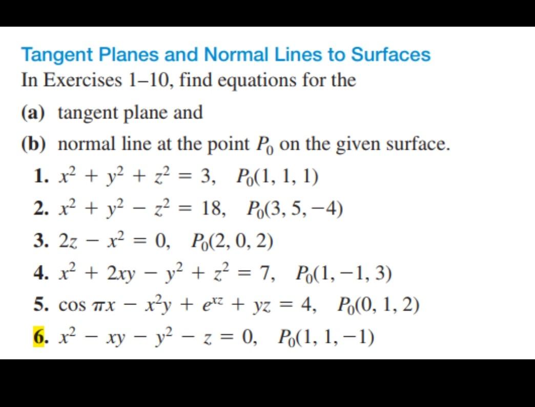 Solved Tangent Planes and Normal Lines to Surfaces In | Chegg.com