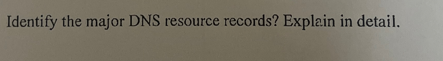 Solved Identify the major DNS resource records? Explain in | Chegg.com