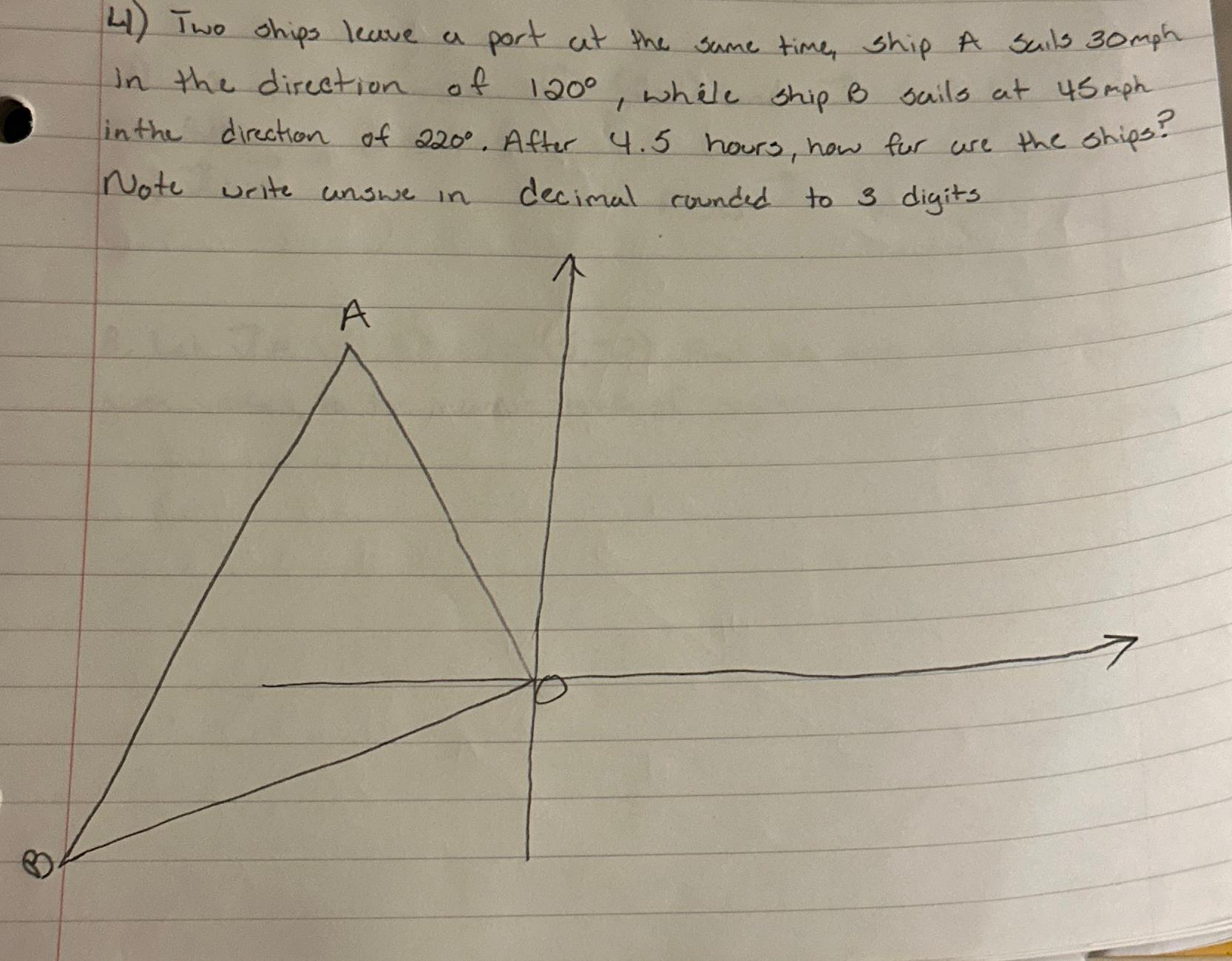Solved Two ships leave a port at the same time, ship A sails | Chegg.com