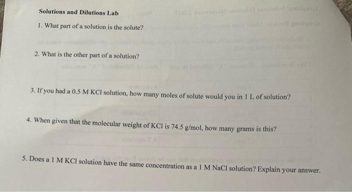 Solved Solutions and Dilutions Lab 1. What part of a | Chegg.com