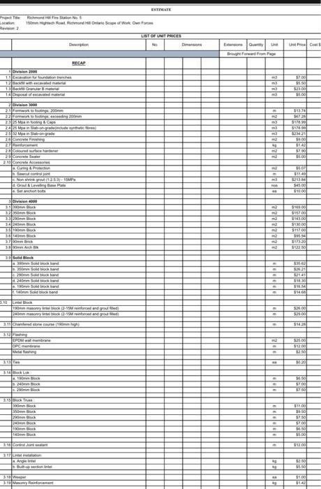 require quantity takeoff for the recap sheet,do | Chegg.com