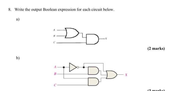 Solved 8. Write the output Boolean expression for each | Chegg.com