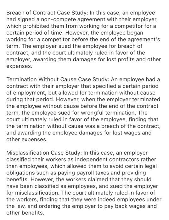 Solved Breach of Contract Case Study: In this case, an | Chegg.com