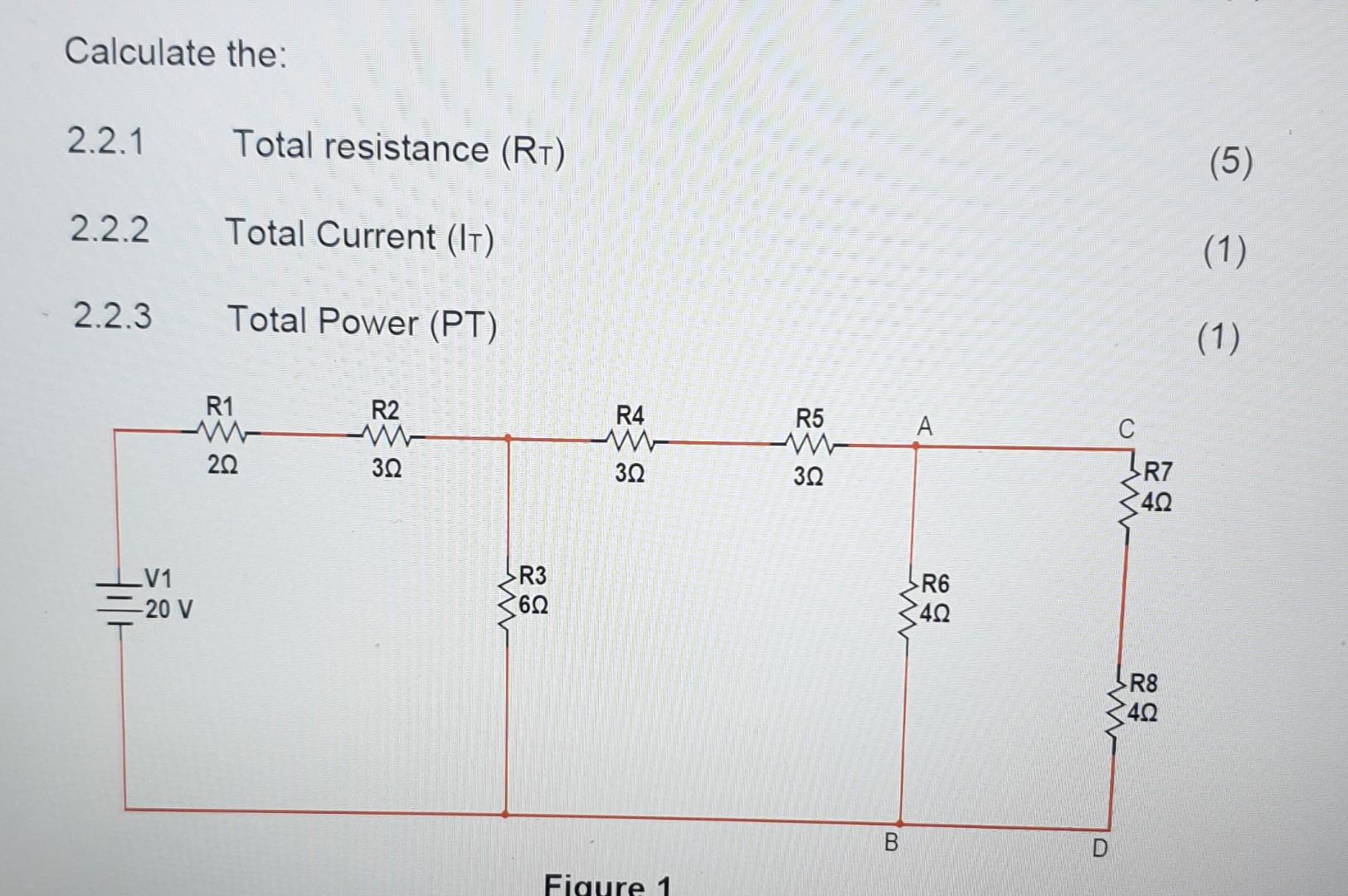 Solved Calculate the: 2.2.1 Total resistance \\( | Chegg.com