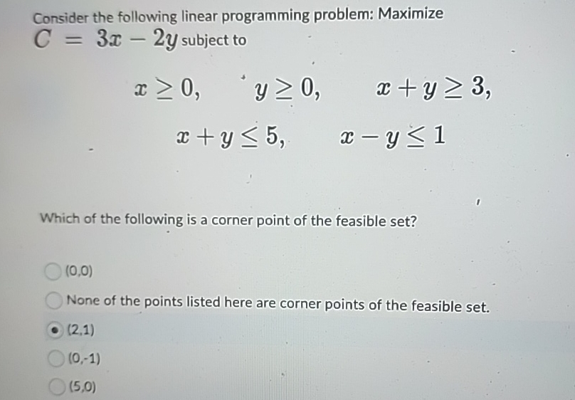 Consider The Following Linear Programming Problem 