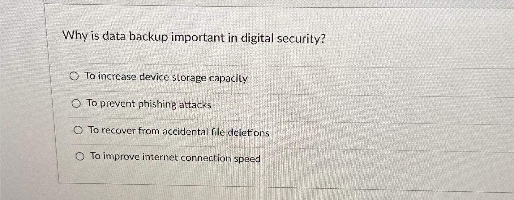 Solved Why is data backup important in digital security?To | Chegg.com