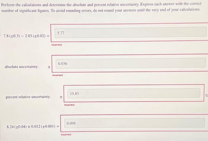 Solved Perform the calculations and determine the absolute | Chegg.com
