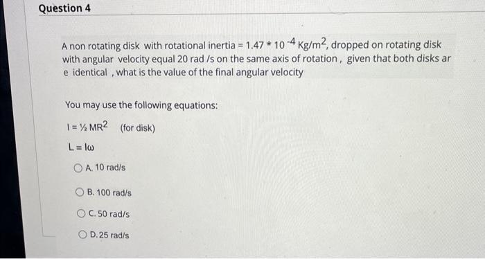 Solved A non rotating disk with rotational inertia | Chegg.com