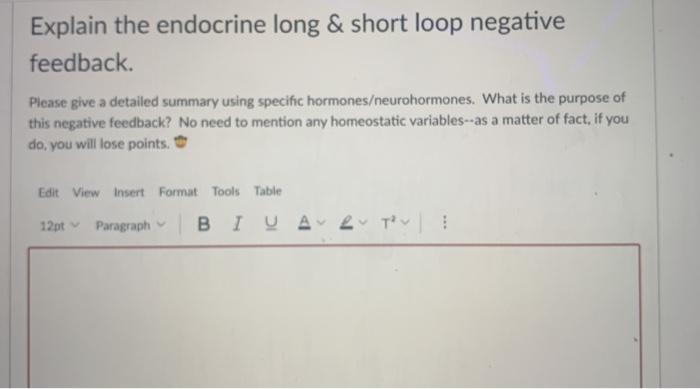 Solved Explain the endocrine long & short loop negative | Chegg.com