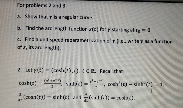 Solved For problems 2 and 3 a. Show that y is a regular | Chegg.com
