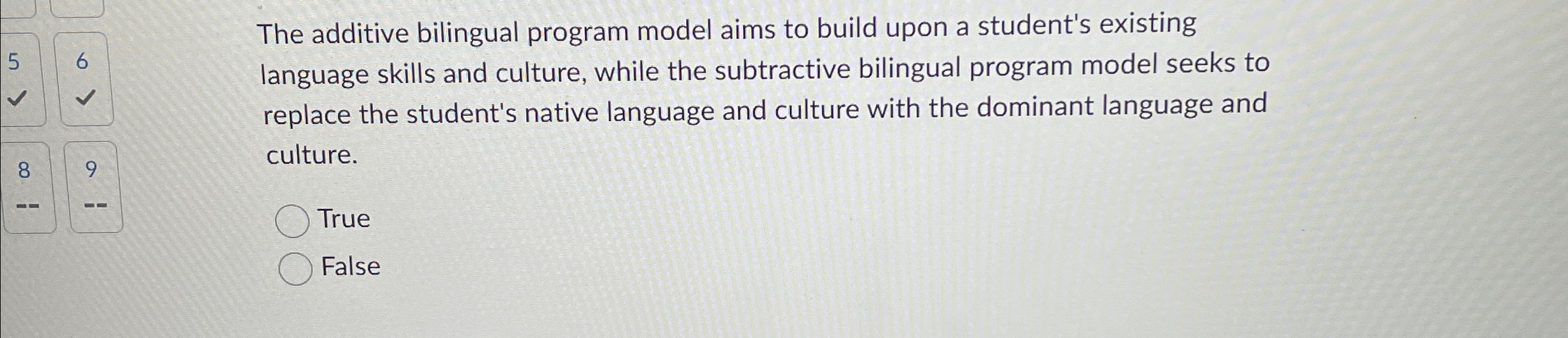 Solved The additive bilingual program model aims to build | Chegg.com